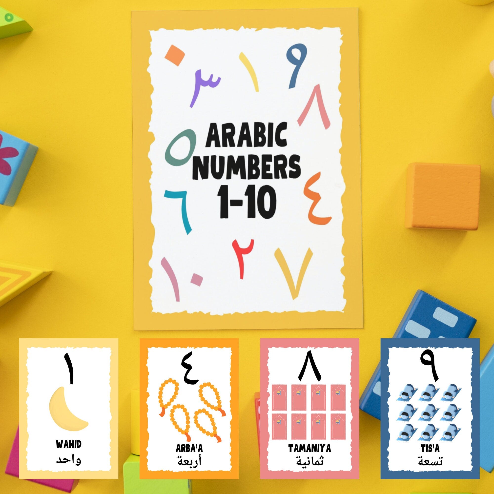 Arabic Numbers 1 - 10 flash cards - Islamic learning madrassah and mos ...